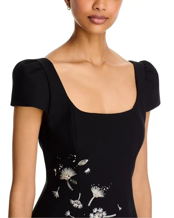 Cinq À Sept Ilana Embellished Square Neck Column Dress
