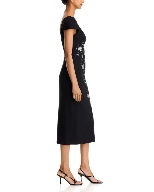 Cinq À Sept Ilana Embellished Square Neck Column Dress
