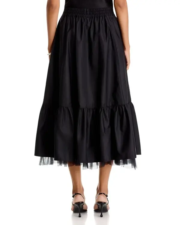 Cinq À Sept Arianne Tiered Midi Skirt - Black/black