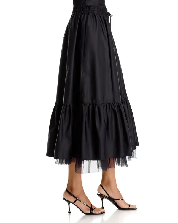 Cinq À Sept Arianne Tiered Midi Skirt - Black/black