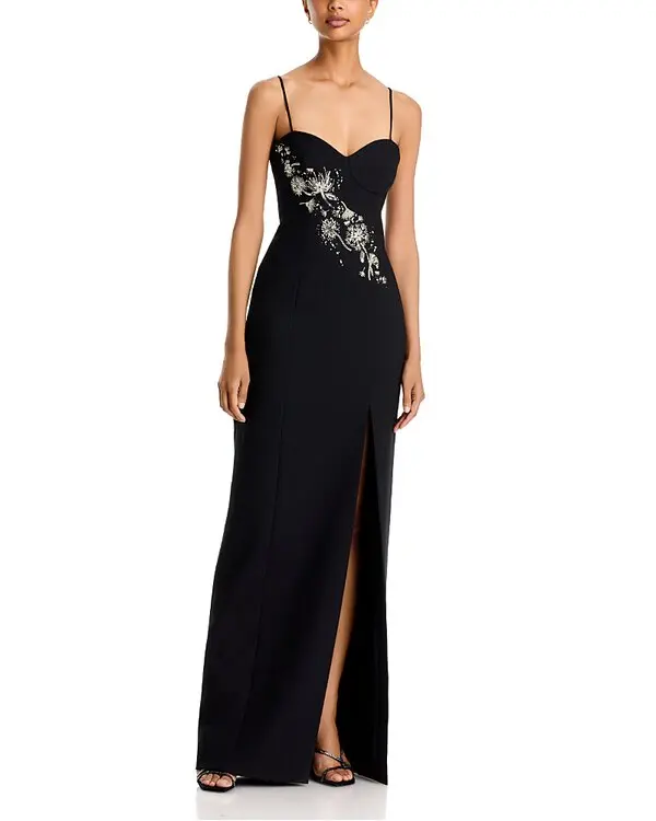 Cinq À Sept Amelina Embellished Side Slit Gown