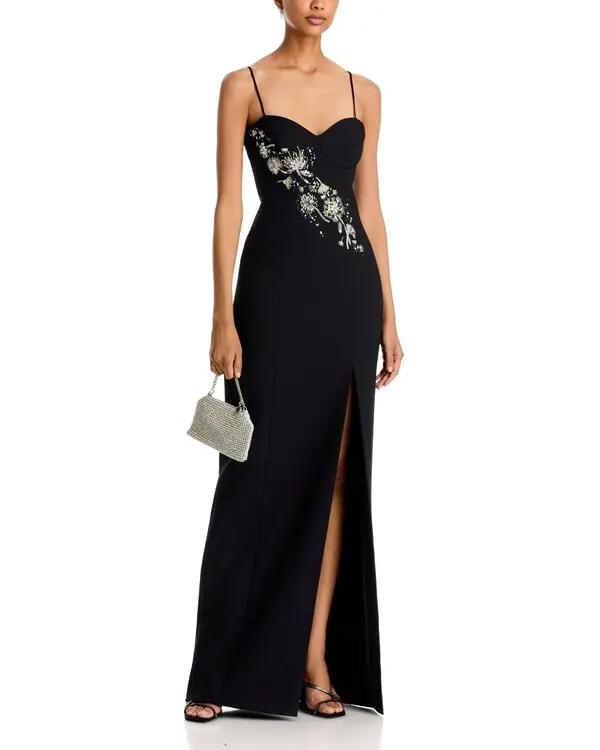 Cinq À Sept Amelina Embellished Side Slit Gown