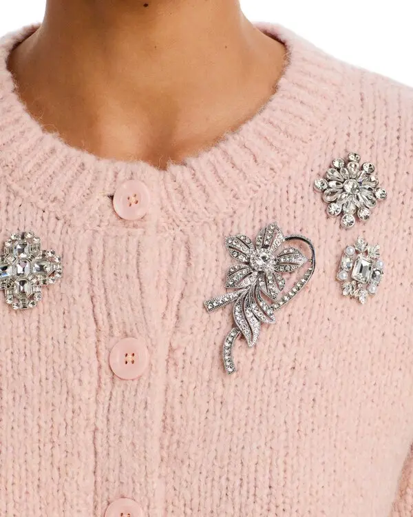 Cinq À Sept Millicent Crystal Brooch Cardigan