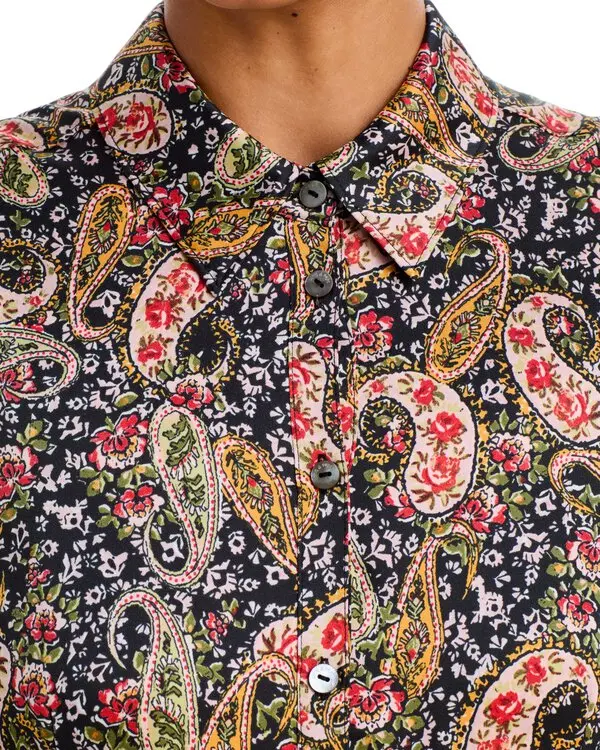 Cinq À Sept Reynolds Printed Pleated Skirt Shirt Dress
