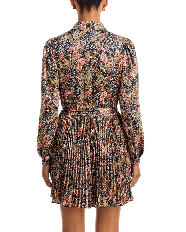 Cinq À Sept Reynolds Printed Pleated Skirt Shirt Dress