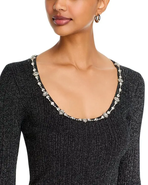 Cinq À Sept Aminta Embellished Scoop Neck Top - Black/silver