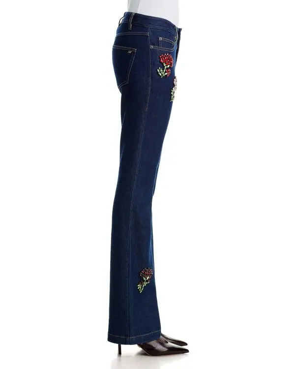 Cinq À Sept Rhinestone Roses Stevie High Rise Bootcut Jeans
