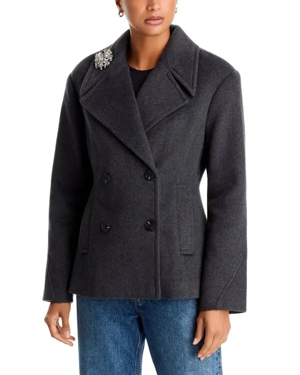 Aqua Embellished Hourglass Double Breasted Peacoat Exclusive