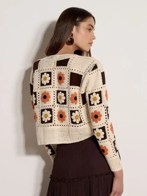 APRICOT Daisy Squares Crochet Cardigan