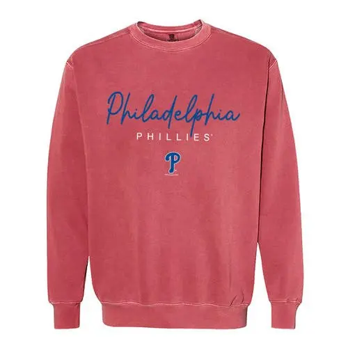 SOFT AS A GRAPE Philadelphia Phillies Pigment Dye Crewneck Sweatshirt - Red