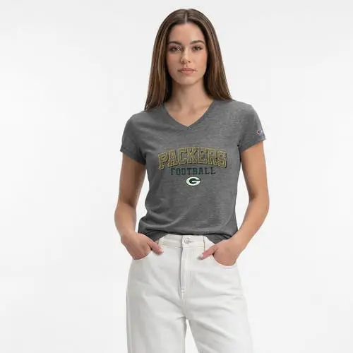 Champion Green Bay Packers Triumph Tri-blend V-neck T-shirt - Gray