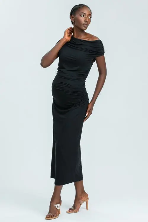 PIETRO BRUNELLI Mulan Off The Shoulder Jersey Maternity Dress
