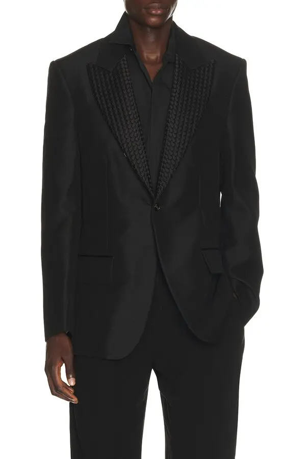 Bottega Veneta Mohair Wool Jacket Intrecciato Lapel