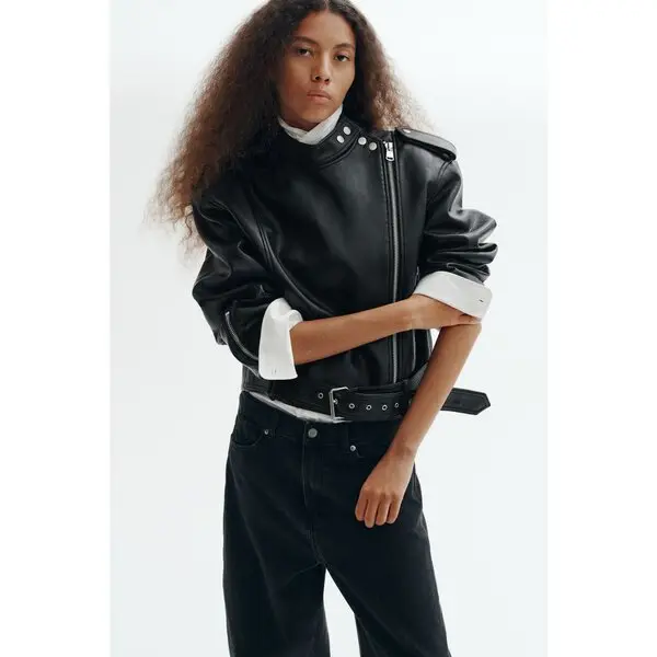 H&M Coated Biker Jacket