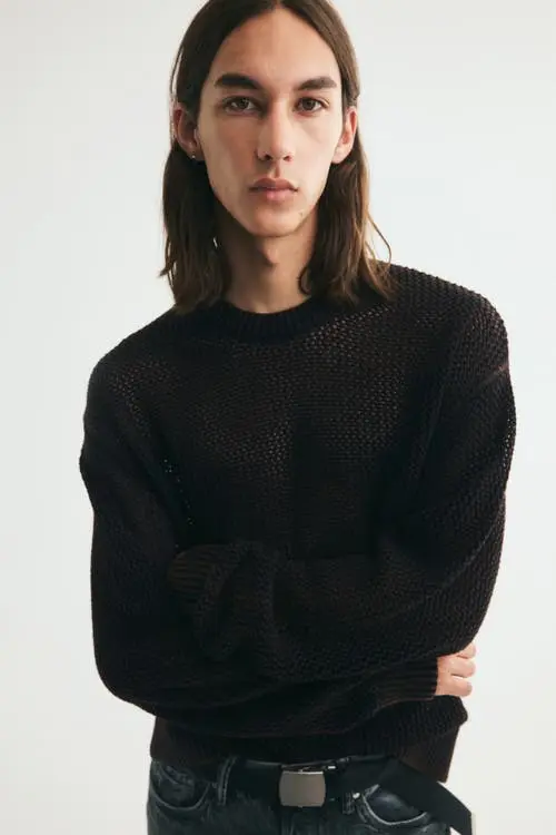 H&M Loose-fit Open-knit Cotton Sweater