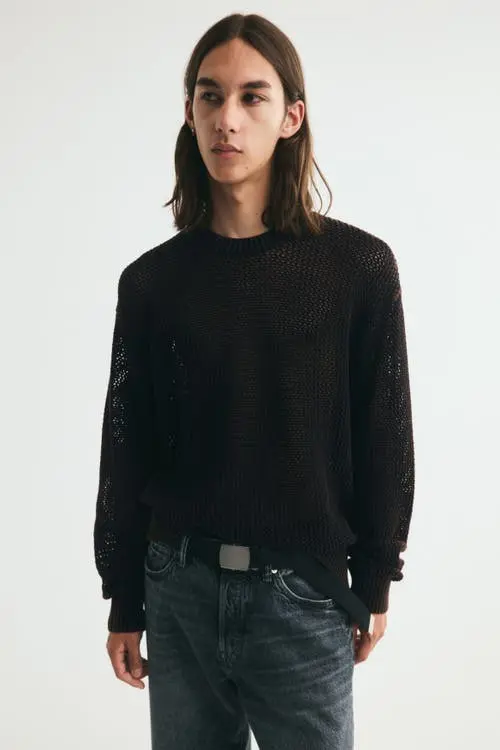 H&M Loose-fit Open-knit Cotton Sweater