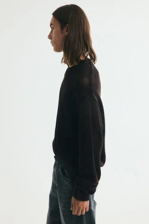 H&M Loose-fit Open-knit Cotton Sweater