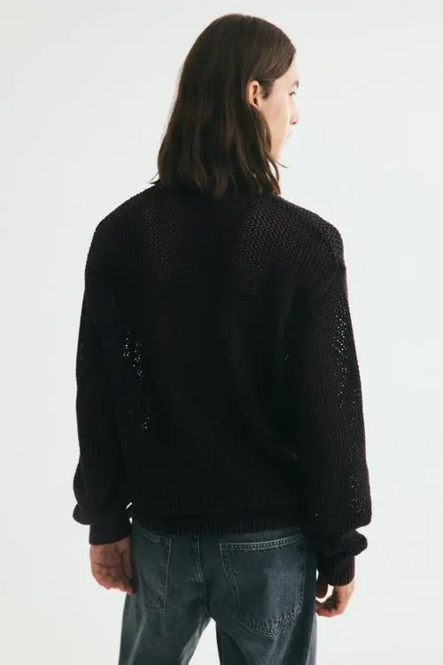 H&M Loose-fit Open-knit Cotton Sweater