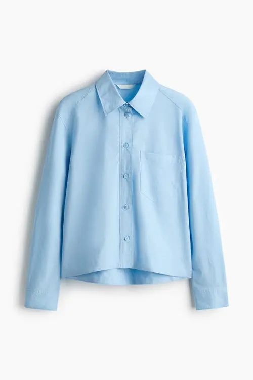 H&M Oversized Poplin Shirt - Light Blue