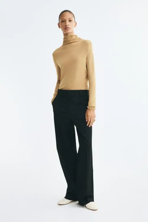 H&M Straight-leg Twill Pants - Black