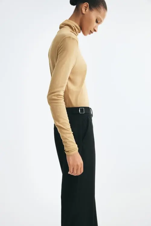 H&M Straight-leg Twill Pants - Black