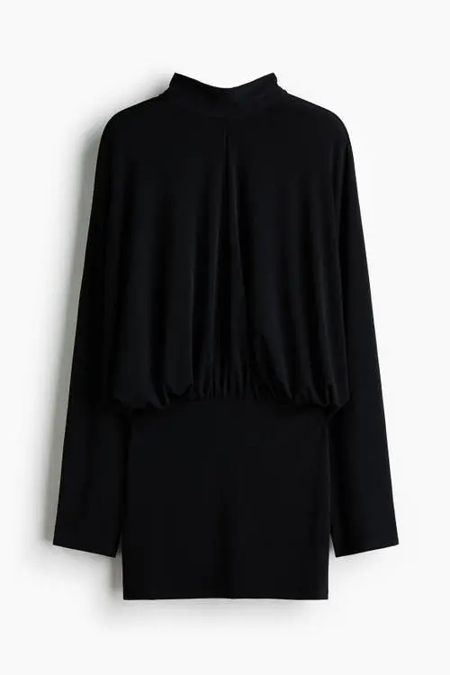 H&M Batwing-sleeved Tie-detail Dress - Black