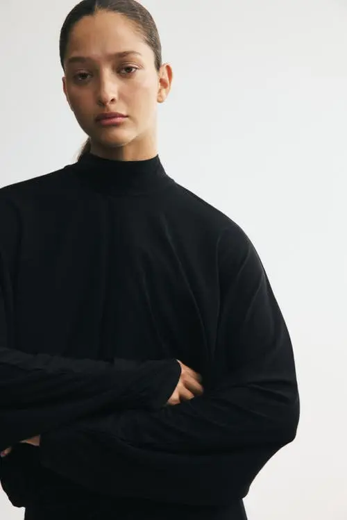 H&M Batwing-sleeved Tie-detail Dress - Black