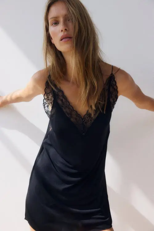 H&M Lace-trimmed Viscose-blend Nightgown