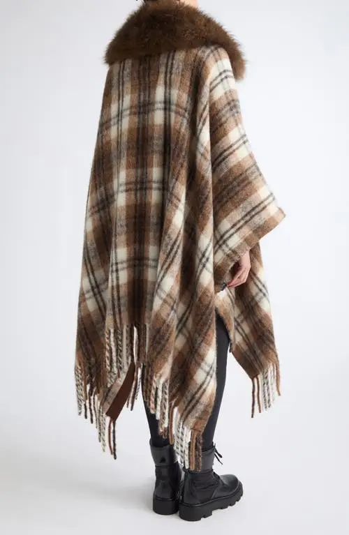 Moncler Plaid Genuine Shearling Collar Mohair - Brown