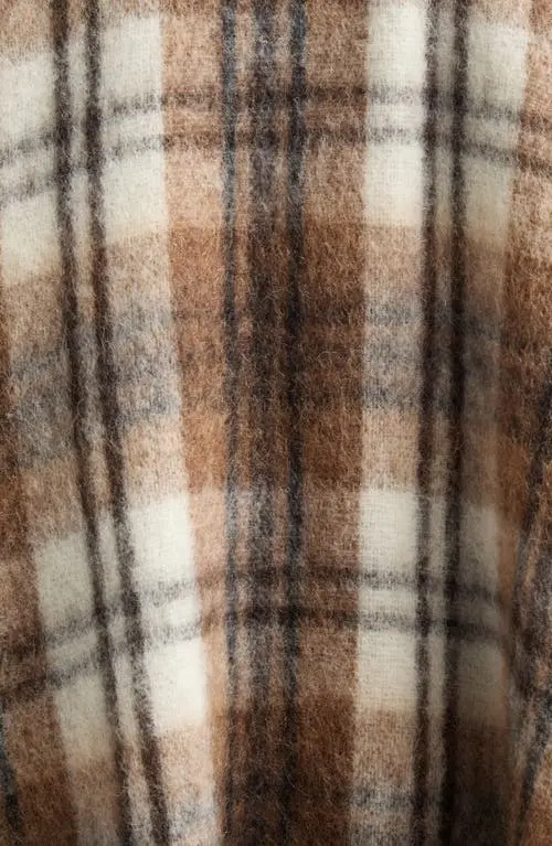 Moncler Plaid Genuine Shearling Collar Mohair - Brown