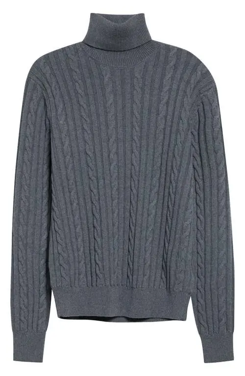 Moncler Cable Knit Virgin Wool Turtleneck Sweater