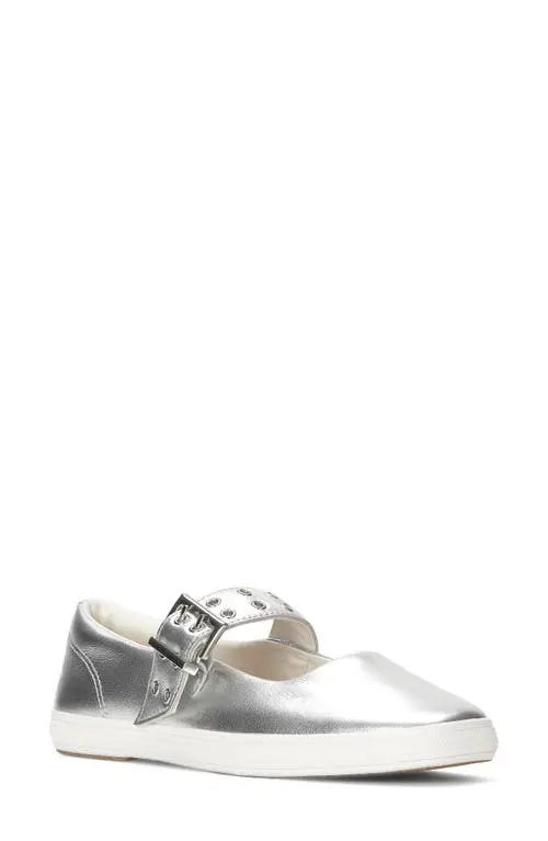 Keds® Square Toe Mary Jane Leather Flat - Silver