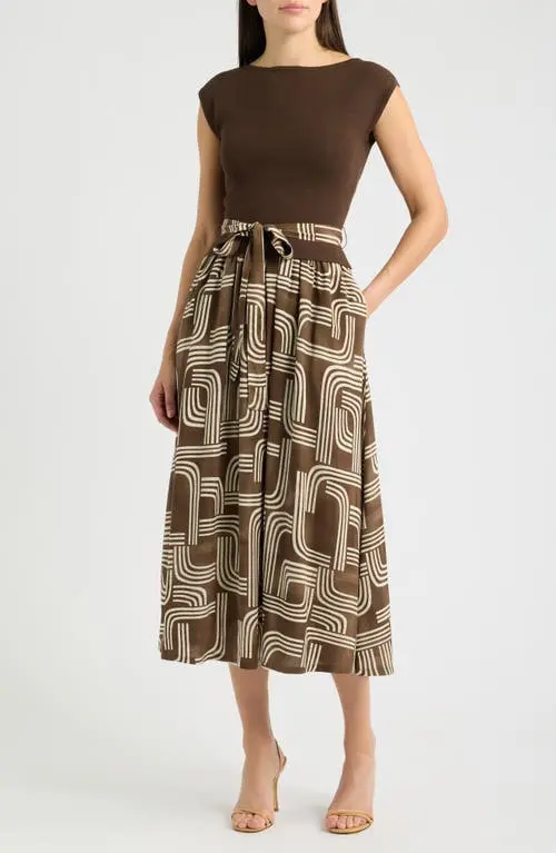 ZOE AND CLAIRE Twofer Tie Waist Midi Dress
