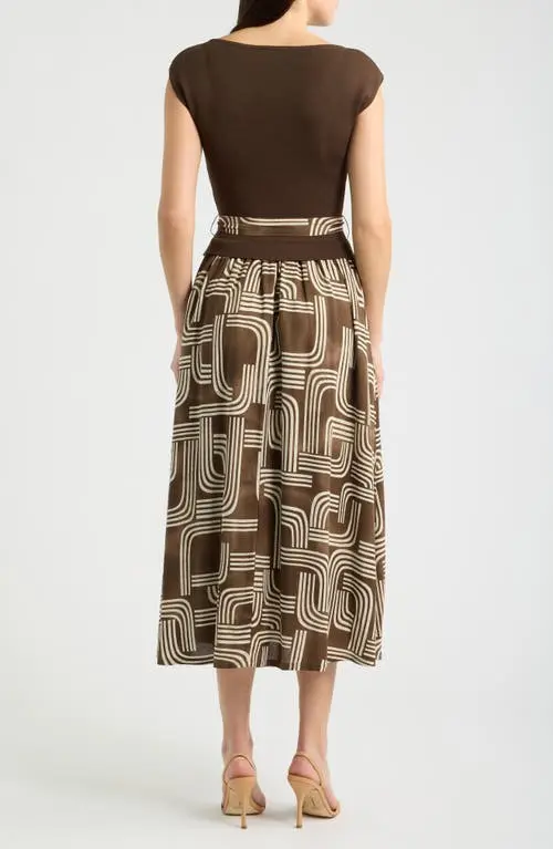 ZOE AND CLAIRE Twofer Tie Waist Midi Dress