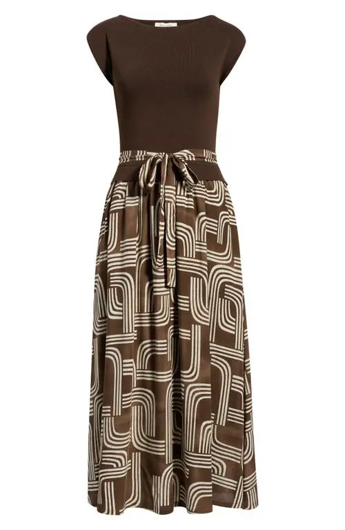 ZOE AND CLAIRE Twofer Tie Waist Midi Dress