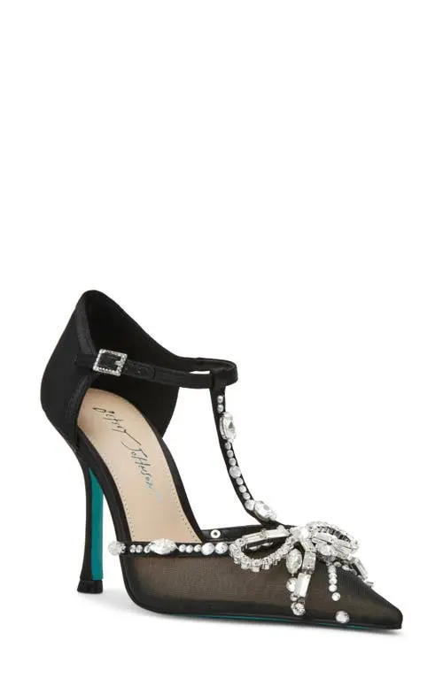 Betsey Johnson Vanna Pointed Toe T-strap Pump