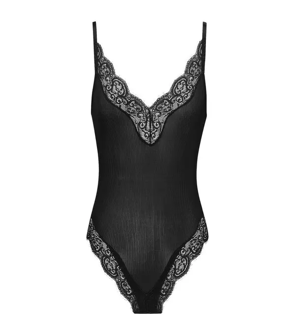 Saint Laurent Silk Lace-trim Bodysuit