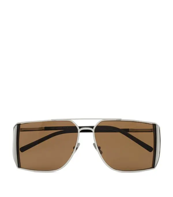 Saint Laurent Metal Sl 750 Aviator Sunglasses - Metallic