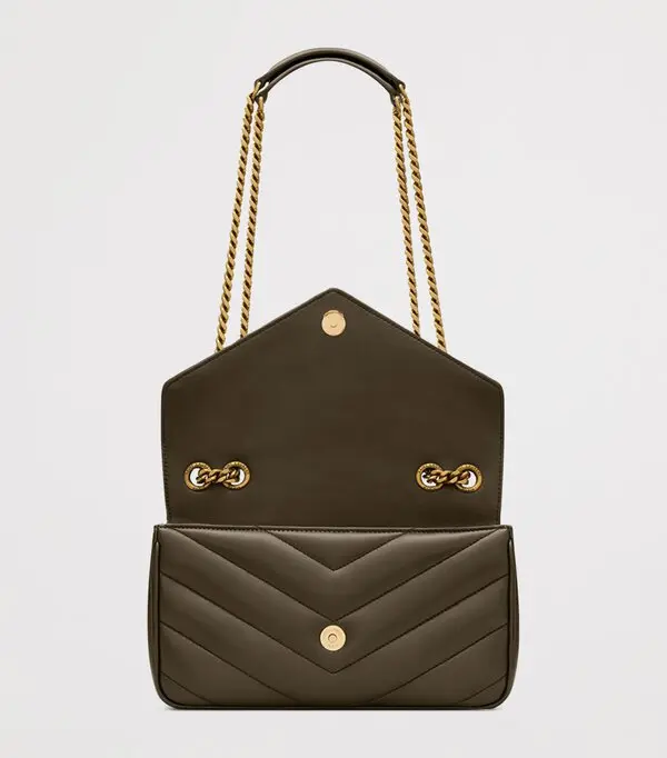 Saint Laurent Small Leather Loulou Shoulder Bag - Green