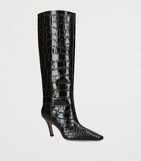 Amina Muaddi Leather Mona Knee-high Boots 80