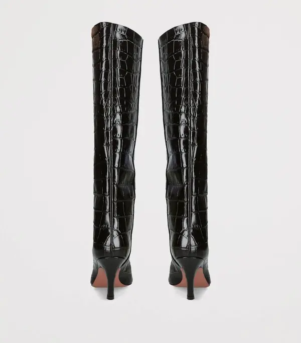 Amina Muaddi Leather Mona Knee-high Boots 80