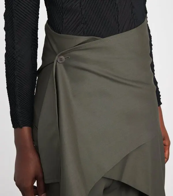 Issey Miyake Wool-blend Lustrous Wrap Trousers