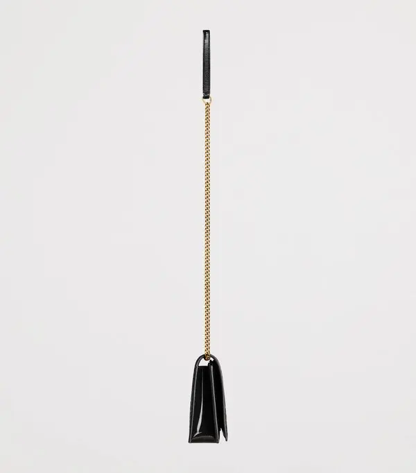 Saint Laurent Cassandre Croc-embossed Envelope Chain Wallet - Black