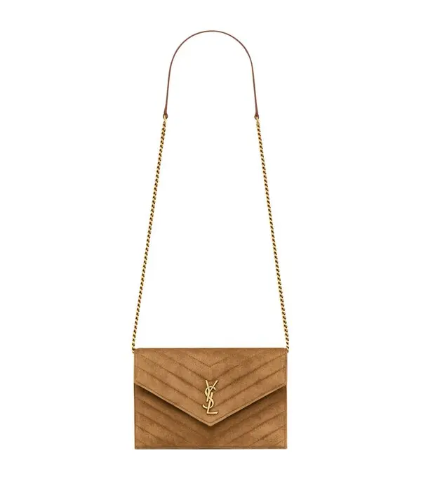 Saint Laurent Cassandre Envelope Chain Wallet - Beige