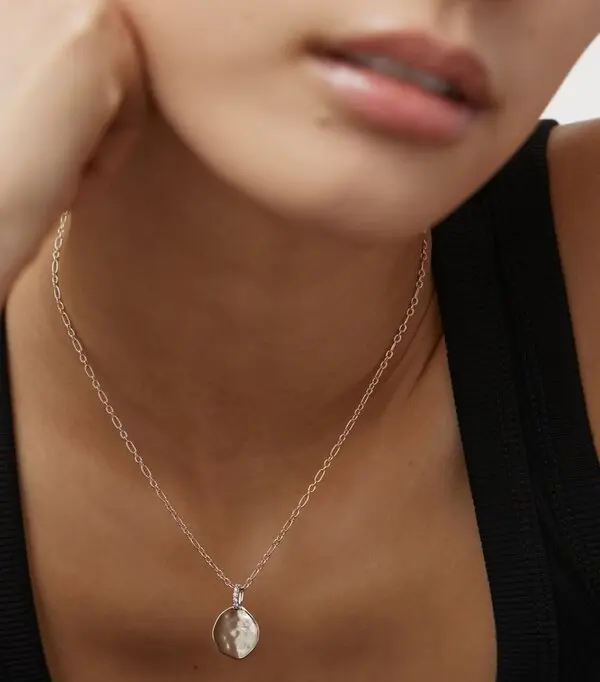 Monica Vinader Sterling And Diamond Mv Siren Coin Pendant