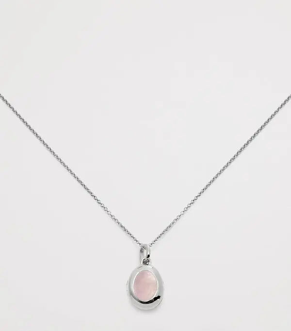 Monica Vinader Sterling Silver And Rose Quartz October Birthstone Locket