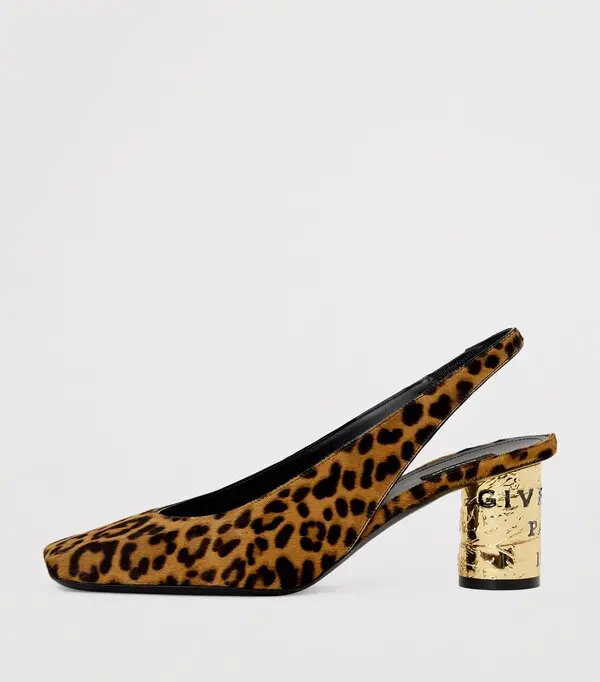 Givenchy Calf Hair Leopard Print Tape Slingback Pumps 65