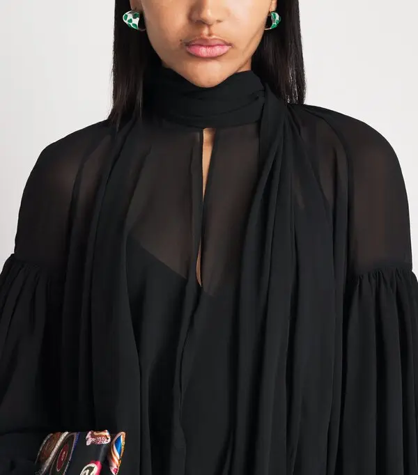 DE LA VALI Chiffon Gathered Solana Maxi Dress