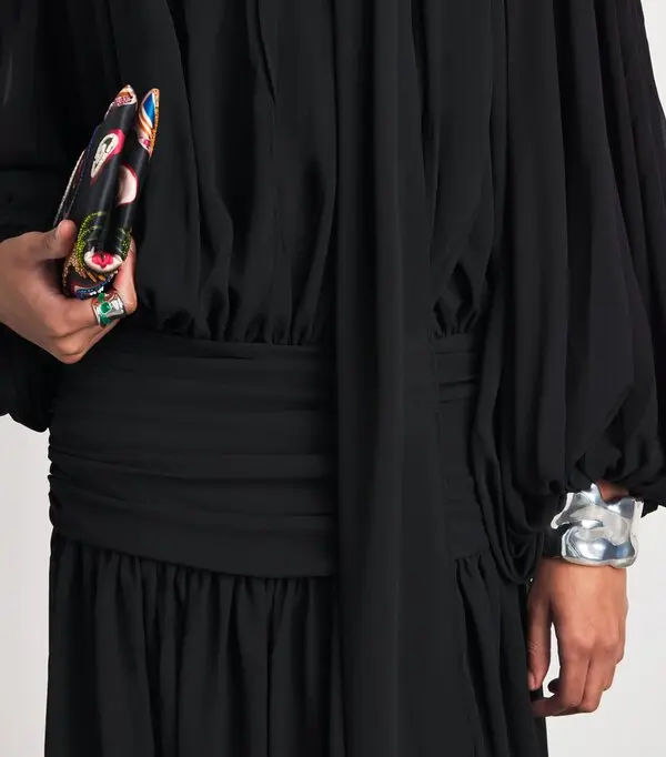 DE LA VALI Chiffon Gathered Solana Maxi Dress