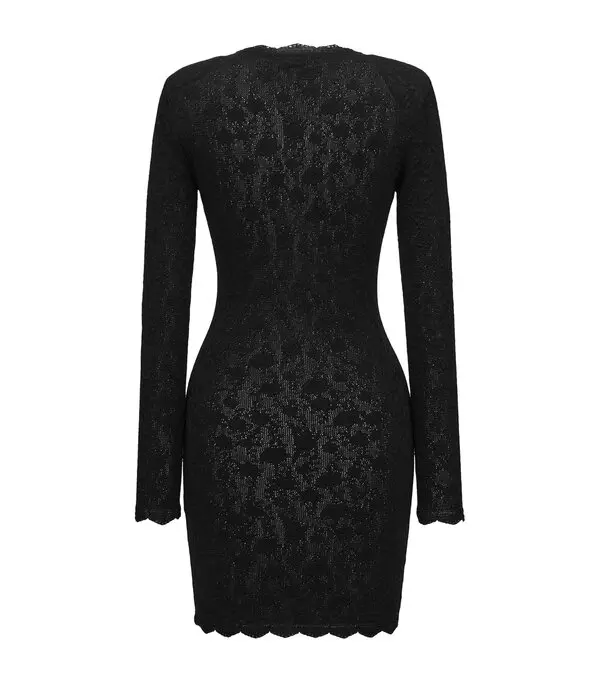 Saint Laurent Knitted Floral Mini Dress - Black